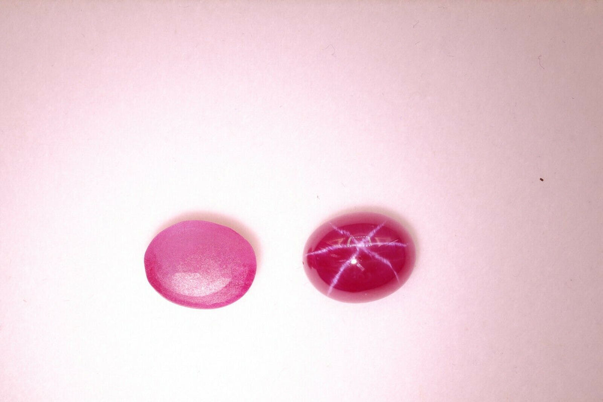 7.9ct Pair 2pcs Star Ruby (Surface Diffusion) Oval Cabochon 10x9 Lab C ...
